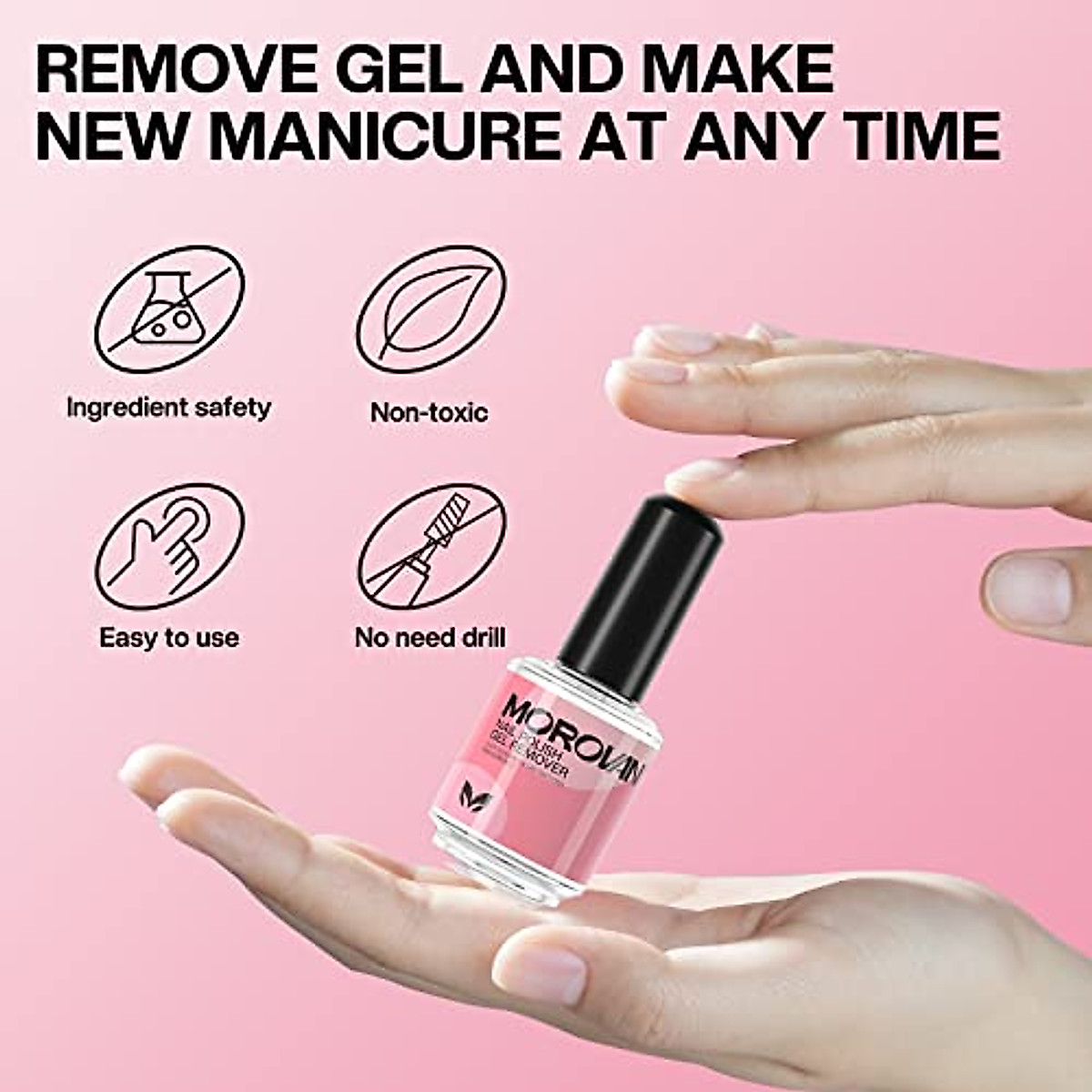 Morovan Gel Polish Remover Kit - Gel Nail Polish Remover Set with Latex Tape Peel Off Liquid with Cuticle Pusher Peeler Cuticle Oil Nail File Cleaner Quick & Easy No Need for Foil Soaking Or Wrapping