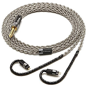 GUCraftsman 0.78mm 2Pin 6N Single Crystal Silver 2.5mm/4.4mm Balance Earphone Upgrade Cable for Oriolus Audeze iSINE20 LCDi3 64audio A12t TIA RE2000 Legend X Billie Vision VE6 DUNU SA6 (4.4mm Plug)
