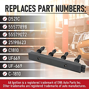 Ignition Coil Pack - Compatible with Chevy, Buick, Cadillac Vehicles - 2011-2018 - 1.4L Encore, ELR, Cruze, Cruze Limited, Sonic, Trax, Volt - Replaces D521C, 55577898, 55579072, 25198623, UF669