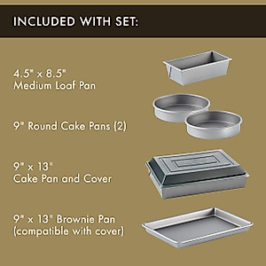 Calphalon 13-Piece Pots and Pans Set, Black & Nonstick Bakeware Set, 10-Piece Set Includes Baking Sheet, Cookie Sheet, Cake Pans, Muffin Pan, and More, Dishwasher Safe, Silver