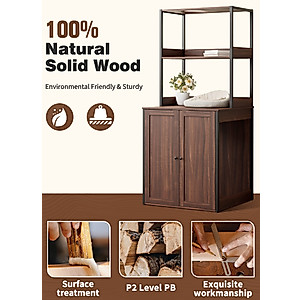 MOOLIVE Large Litter Box Enclosure Furniture for Self Cleaning Litter Box, Hidden Automatic Cat Litter Box Furniture with Shelves, Walnut