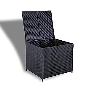 UNITED FLAMES 91 Gallons Outdoor Storage Box Waterproof Deck Box Lightweight All-Weather Wicker Storage Bin for Storing Cushions Garden Tools and Pool Toys Black