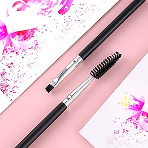 Osinee Duo Eyebrow Brush with Spoolie & Slant Tip Tweezers & Curved Blades Scissors,for Eyebrow Eyelash Extensions,Eyebrow Grooming Set