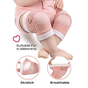 BOSONER Baby Crawling Anti-Slip Knee Pads,Unisex Baby Toddlers Kneepads Leg Warmer 5 Pairs…