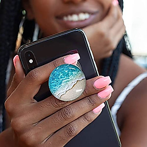 WUYULB Clear Crystal Glitter Collapsible Expandiing Moblile Phone Grip Stand Holder for Smartphones and Tablets Cell Phone Accessory (Blue Ocean Beach)