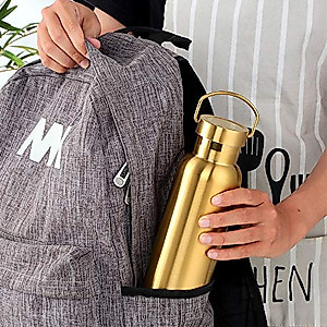 17 Oz 304 Stainless Steel Water Bottles Color Me Double Wall Vacuum Insulated Metal Water Bottle Eco Friendly Shatterproof Leak Proof Sport Water Bottles for Outdoor, Gold, Set of 1