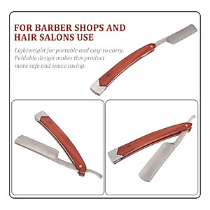 Lurrose Straight Razor- Carbon Steel Straight Edge Barber Razor Professional Mens Straight Razor Kit with Vintage Wood Handle