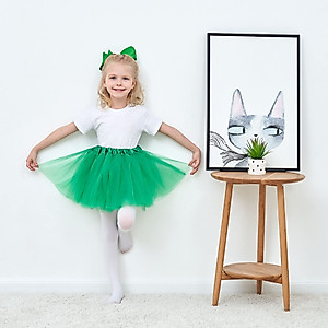 4 Layered Ballet Skirts for Girls Birthday Party Tutu Skirt w/Hairbow Girls Tutu Skirt Toddler Tulle Skirt, Dark Green Tutu, 2-5 Years