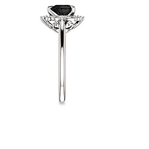 2.20 CT Heart Cut Onyx Black Diamonds Vintage Art Deco Halo Wedding Band Ring for Women in 925 Sterling Silver Rhodium Plated (Silver, 11)