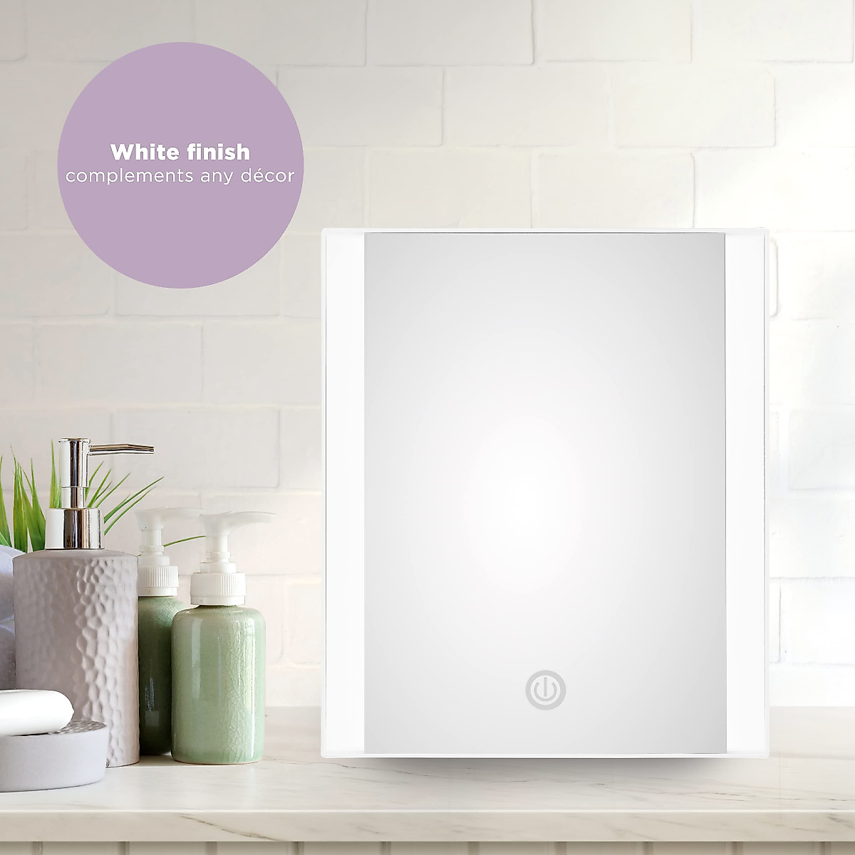 Conair Lighted Makeup Mirror, LED Vanity Mirror with Adjustable Base, Battery Operated in Glossy White