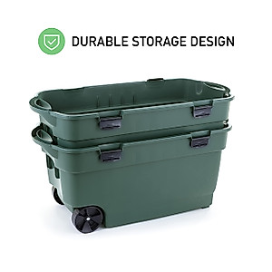 Rubbermaid ECOSense Wheeled Storage Totes, 40 Gal Pack of 2 & ActionPacker 35 Gal Wheeled Lockable Storage Bin with Lid, Heavy-Duty Water Repellent Industrial Container