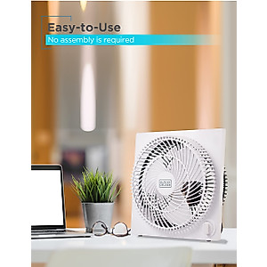 BLACK+DECKER Mini â€“ Tabletop Quiet 9 Inch Desk Box Fans Frameless BFB09W White