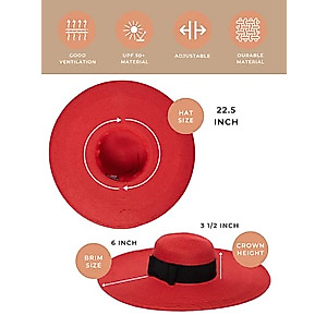 San Diego Hat Company Women's Adjustable Floppy SPF 50+ Sun Hat, Red, One Size