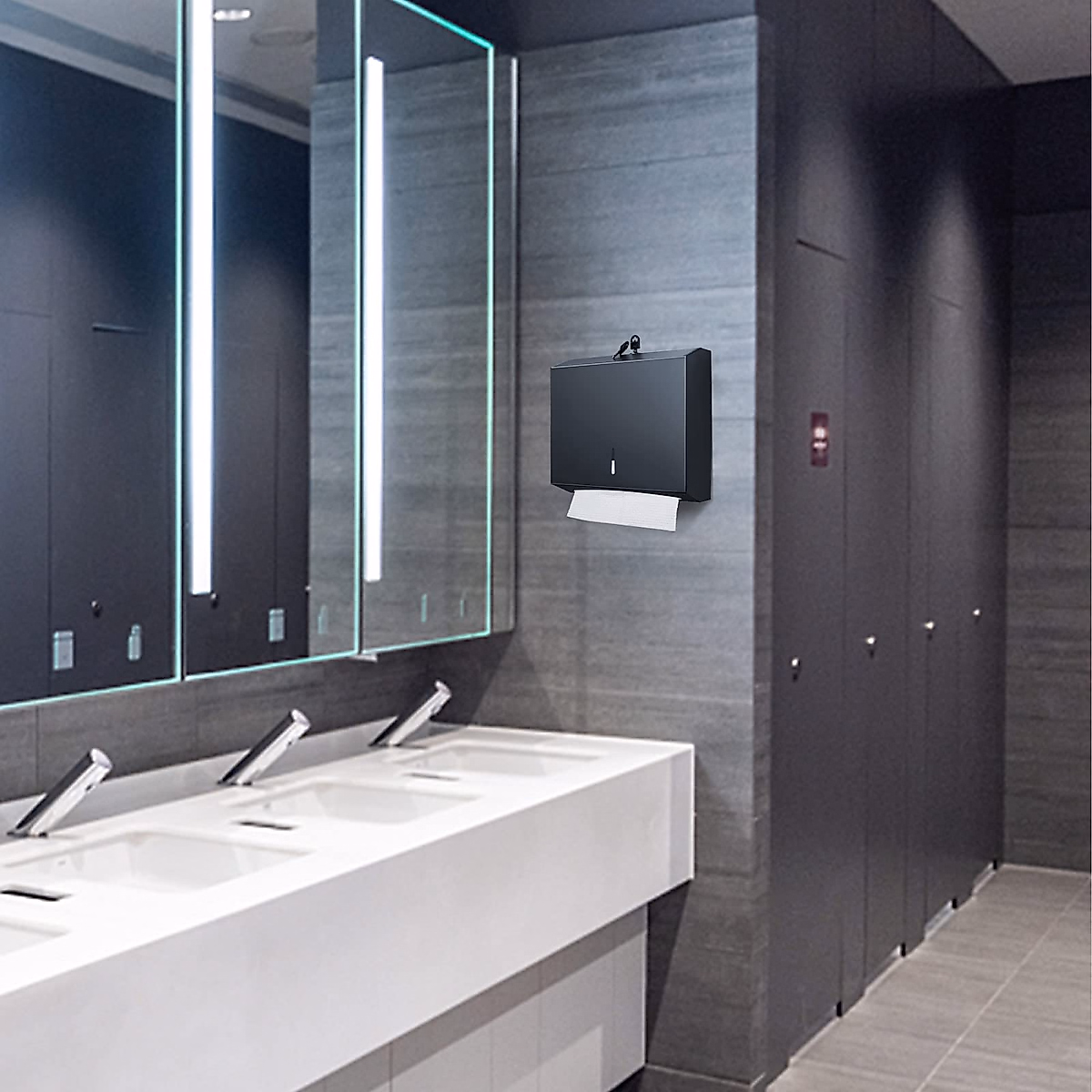 Paper Towel Dispenser Wall Mount Commercial, C Fold Multifold Hand Paper Towel Dispenser, Stainless Steel Tissue Holder (Matte Black)