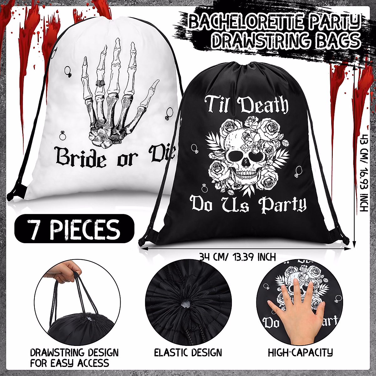 Silkfly 28 Pcs Bride or Die Bachelorette Party Decor Till Death Do Us Party Gifts Bridesmaid Scrunchies Sunglasses Beer Can Cooler Sleeves Drawstring Backpack for Wedding Bridesmaid Proposal Gift