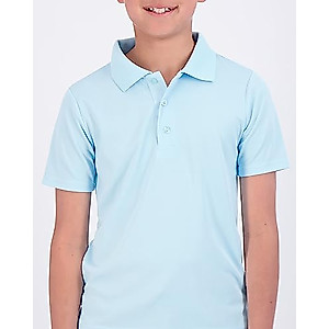 3 Pack: Boy's Active Athletic Polo Shirt Teen Boys Dri Fit Boy Shirts Polos Button Uniform Kids Tee Short Sleeve Golf Tennis Clothing Black Performance School Dress Casual Tops - Set 8, L (10/12)