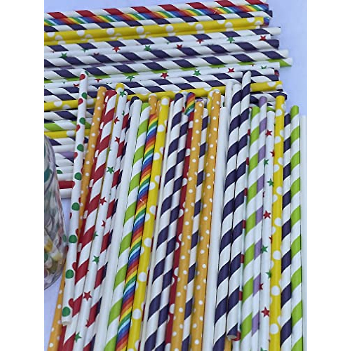 Recyclable paper straws, 100 Pcs, Birthday Parties, Art and craft projects, beautiful colors, durable, 6mm x 195 mm