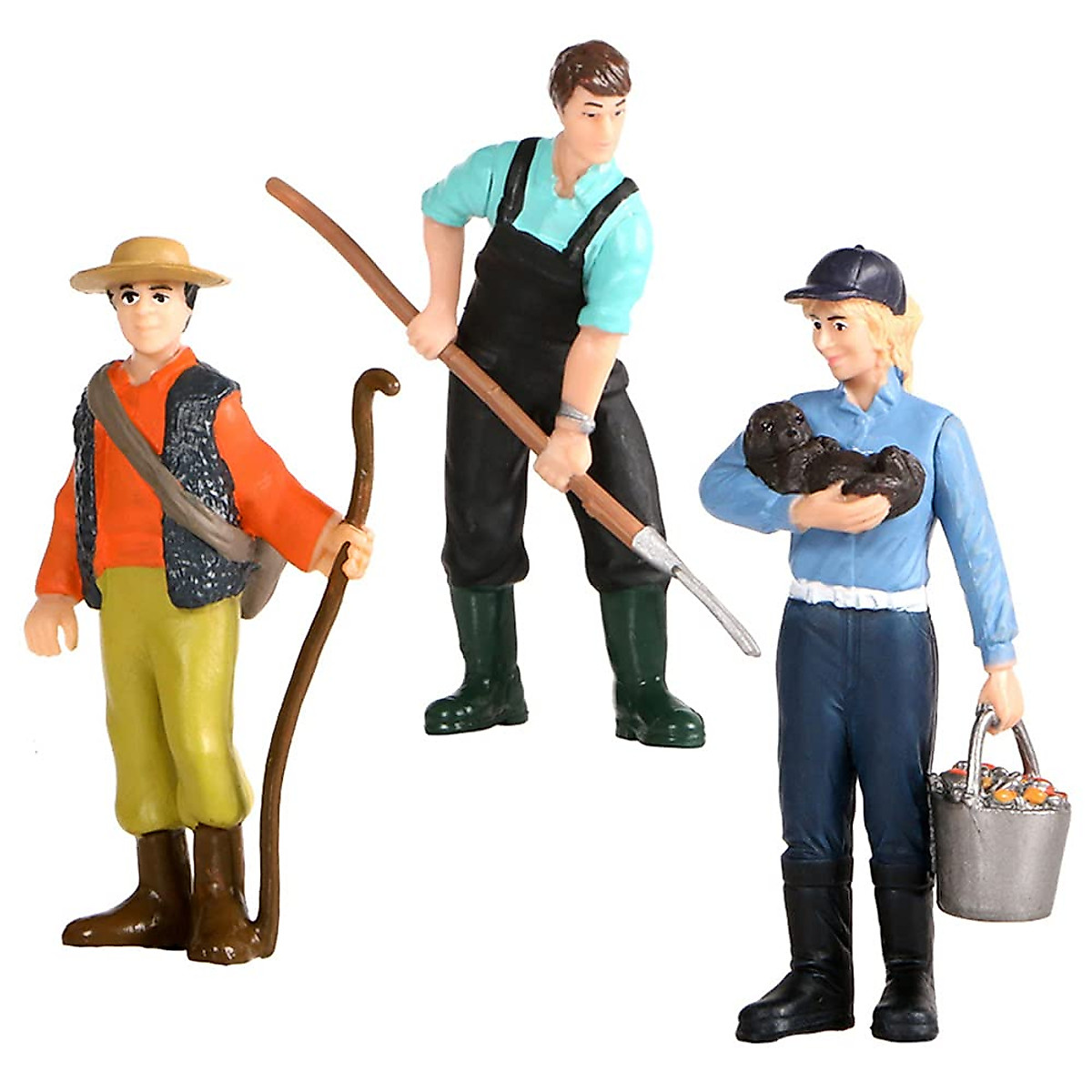 DOYIFun 6 Pcs Realistic Farmer People Model Figures Toy Playset, Plastic Farm Keeper Figurines Preschool Educational Learn Cognitive Toys for Toddlers Kids