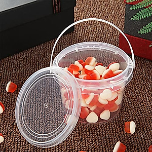 50 PCS 10 oz Slime Containers with Lids and Handles, Plastic 300ml Storage Bucket Containers, Clear Slime Storage Case for Slime DIY Art Craft, Pigment, Small Tools, Part Material