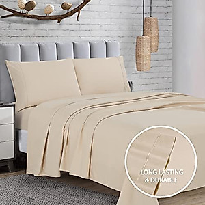 Cathay Home Single Flat Sheet, King (102" x 105"), Cream