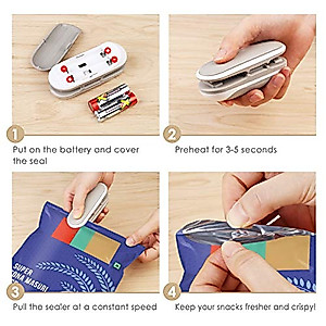 Mini Bag Sealer, Handheld Heat Sealers, 2 in 1 Heat Sealer, Cutter Portable Bag Sealer, Food Storage Snack Fresh Bag Sealer