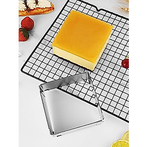 Guowall Stainless Steel Cake Square Mold, Adjustable Mousse Ring Rectangle Shaped Mousse Cake Cutter, Extensible Baking Mold Pastry DIY Baking Tool (10-18cm)