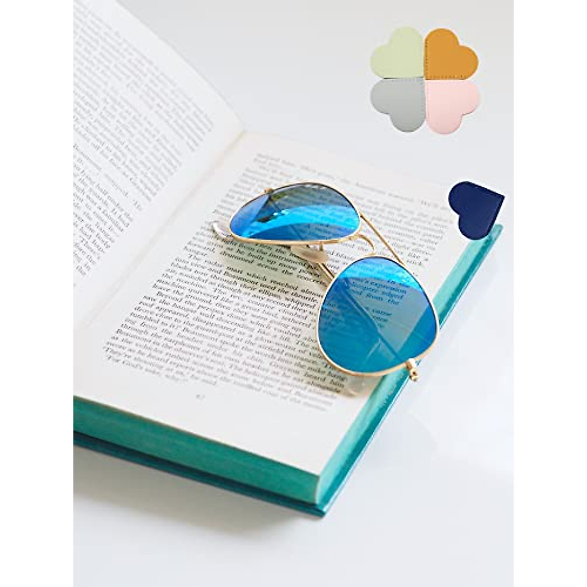 Leather Loveheart Bookmark,7pcs Page Corner Marks Reading Book Marker Book Reading Gift for Book Lovers