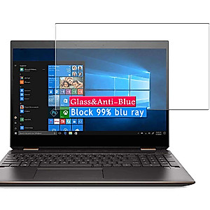 Vaxson Anti Blue Light Tempered Glass Screen Protector, compatible with HP Spectre x360 15-df1000/df1004na/df1010na/df1550nd/df1020ca/df1004tx 15.6" Visible Area, 9H Film Protectors [ Not Full Coverage ]