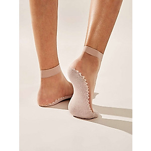 SHENHE Women's 4 Pairs Lace Slipper Ankle Socks Non Slip Dance Yoga Grip Socks Mesh Multicolor One Size