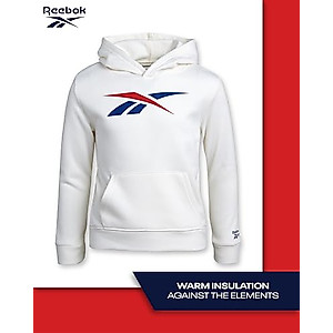 Reebok Baby Boys' Active Sweatsuit - 2 Piece Fleece Hoodie Sweatshirt and Jogger Sweatpants - Clothing Set Toddler/Boy, 2T-7, Size 7, Chalk