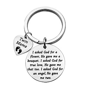 Twin Mom Gift Mom of Twins Gift Twins Jewelry New Mom Gift Mommy to Be Gift Mother of Twins Jewelry (Twin Mom Keychain)
