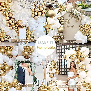 White and Gold Balloon garland kit 145Pcs Chrome Gold and matte white Bobo starburst balloon arch for Bride to be Birthday Party Baby shower Decorations