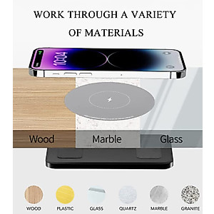1.97"(50mm) NiiTTER Invisible Wireless Charger, Under Desk Wireless Charger, Hidden Charging Station for iPhone 15/14/13/12/ Samsung Galaxy S23/S22/S21(Adapter Included)
