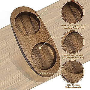 Salt and Pepper Mill Tray,Acacia Wood Tray, Salt & Pepper Grinder Accessories（Inner Dia 2.76 inch / 7cm）fit many Mills & Shakers