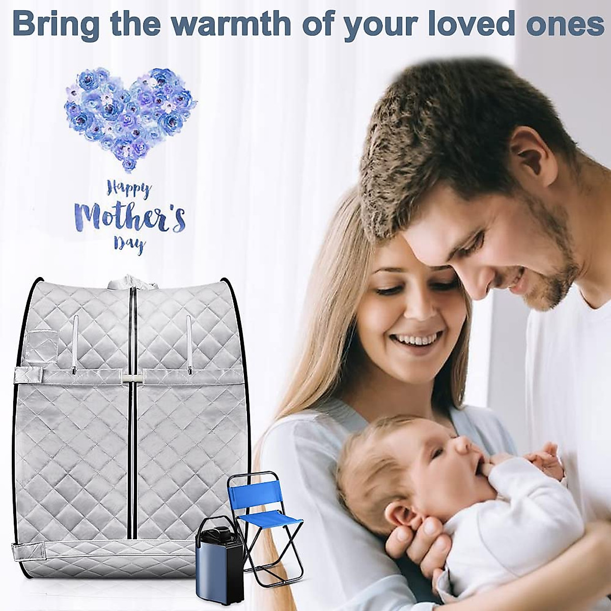 Portable Steam Sauna, Foldable Lightweight Steam Saunas for Home Spa, 3L & 800W Steam Generator with Protection, Bag & Chair Included, Steam Sauna with Remote Control for Recovery Wellness Relaxation