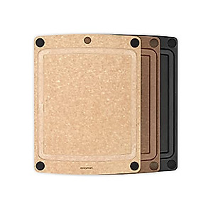 Epicurean All-In-One Cutting Board with Non-Slip Feet and Juice Groove, 14.5" × 11.25", Natural/Black