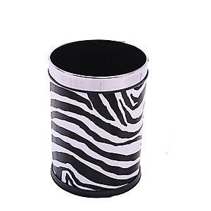 MYtodo Creative 12L Straight Barrel Wastebasket lidless Hotel Bathroom Plastic Trash can (Zebra Pattern)