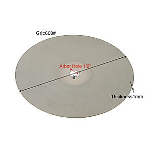 DZQ 6Pcs Diamond Flat Lap Wheel Disc Arbor Hole 8" x 1/2" Abrasive Lap 240 320 600 800 1200 3000 Grit for Cutting or Sanding Stone and Glass