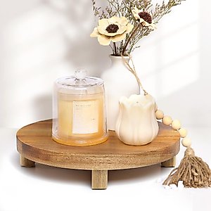 ELTNEGSA Wood Riser Wood Pedestal Stand Plant Stand Indoor or Round Wood Tray Bathroom Tray Decorative Tray for Bathroom Kitchen Counter Decor