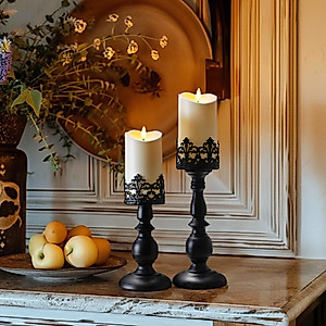 Homemory 6"x3" Outdoor Waterproof Flameless Candles, LED Candles, Battery Operated Candles with Remote and Timers, Electric Fake Plastic Pillar Candles, Ivory White, Set of 2