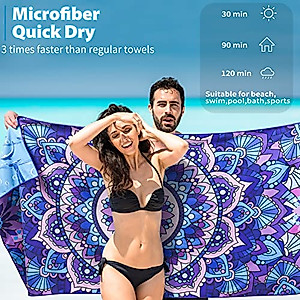Microfiber Sand Free Beach Towel Thin Quick Dry Super Absorbent Oversized Large Lightweight Towels for Travel Sports Pool Swimming Bath Camping Yoga Girls Women Adults