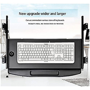 Keyboard Tray Under Desk Slide All Steel with 360 Rotating Mouse Platform, Sturdy & Easy Gliding, 19in Pull Out Keyboard Holder for Desktop, Ergonomic, Black / Gray ( Color : Black+mouse board , Size