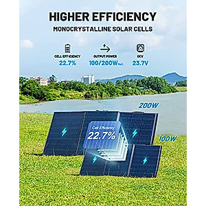 Innopower S100 2 in 1 Solar Panel Table, 100W Portable for Power Station with 20-70°Adjustable Kickstand, 15KG Bearing Foldable Splicable Table Camping RVs or Backyard Use