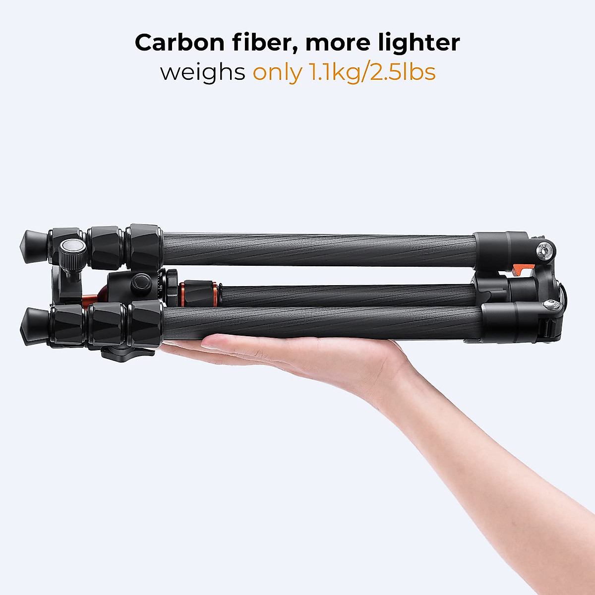 K&F Concept 64 inch/163cm Carbon Fiber Camera Tripod,Lightweight Travel Tripod with 36mm Metal Ball Head Load Capacity 8kg/17.6lbs,Quick Release Plate,for DSLR Cameras Indoor Outdoor Use K254C2+BH-36L
