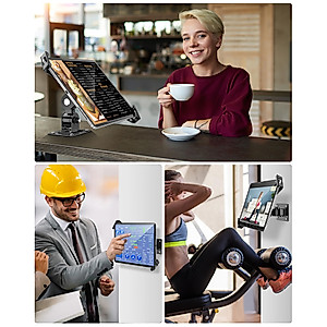 AboveTEK Tablet Wall Mount -360° Rotation iPad Wall Holder for Retail & Business, Anti Theft iPad Stand Fits 7"-11" Tablets Including iPad Pro/Air/Mini, Galaxy Tab - Security Lock & Key - (Black)