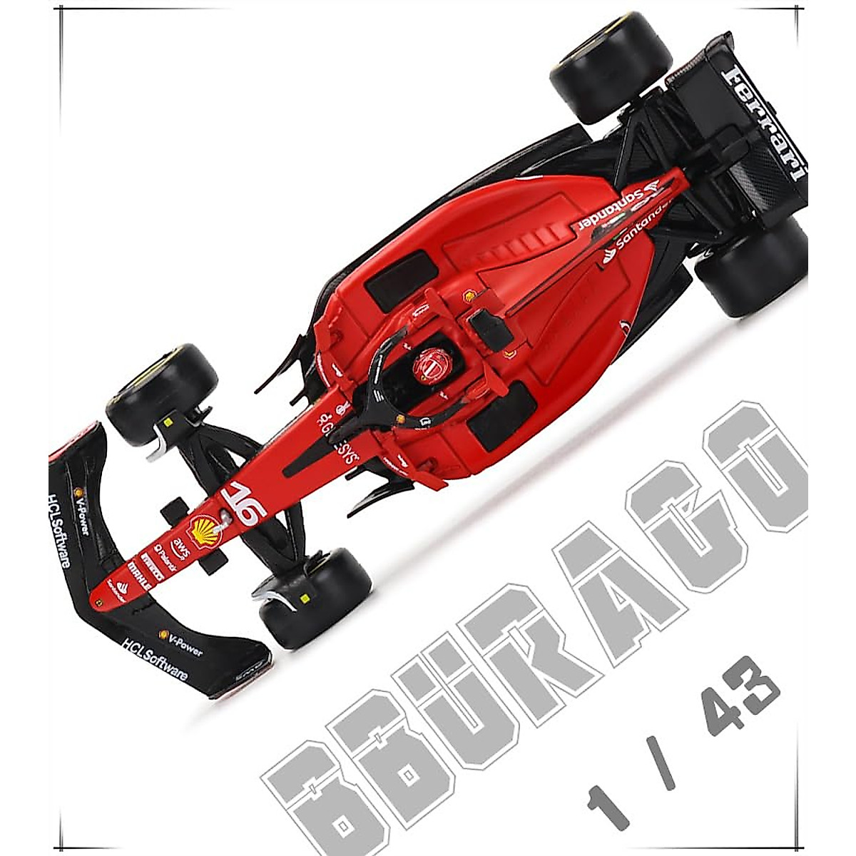 JODIYAAH Bburago 1:24 F1 2023 SF23 16# Charles Leclerc Ferrari Alloy Car Die Cast Car Model Collection Gift (1/24 SF23 16#)