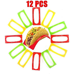 12 Pcs Taco Holder Random Colors Taco Stands Taco Rack Microwave Safe Taco Shell Holders Dishwasher and Grill Safe Taco Stand for Soft and Hard Shells,Taco Rack Stand for Dinner Party