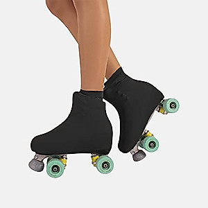 CALZITALY Cover Skates | Skate Boot Covers | Roller Skating Wear Woman and Girl | 70 DEN | Made in Italy (USA: 10/12 = EU: 28/32, Black)