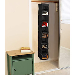 Simple Houseware 10 Shelves Closet Hanging Shoe Organizer, Black