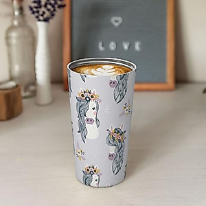 WANGXUEE Adorable Horses Print 500ml Stainless Steel Travel Tumbler Double Wall Vacuum Insulated Coffee Mug